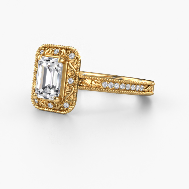 Vintage gold Engagement ring 1.35 crt lab grown diamond Alice EME|Best price