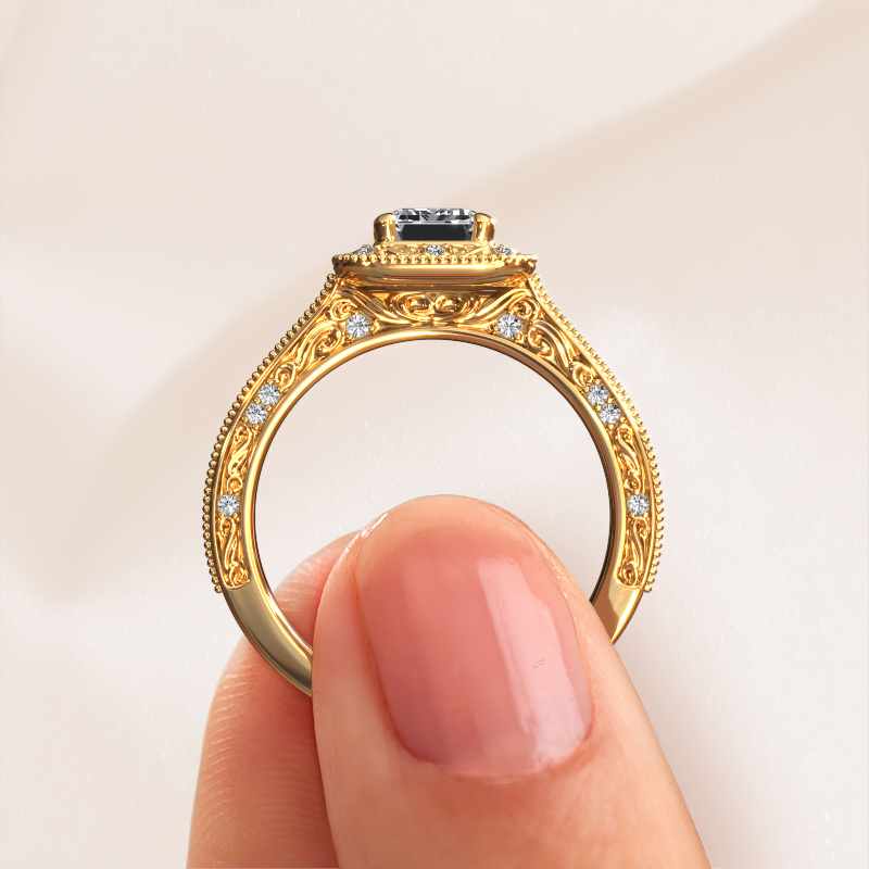 Vintage gold Engagement ring 1.35 crt lab grown diamond Alice EME|Best price