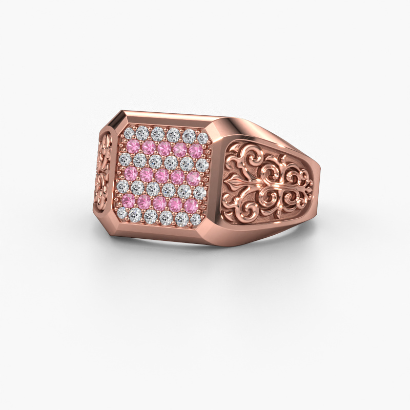 Vlakke rosé gouden roze saffier 1.4 mm Amir heren ring | Ontwerp zelf!