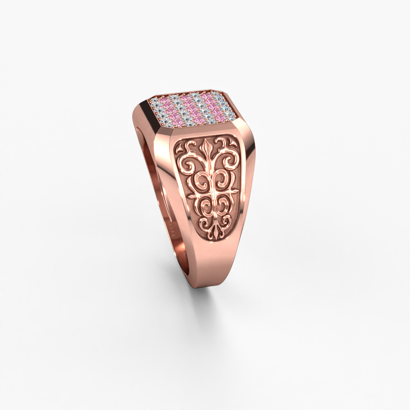 Vlakke rosé gouden roze saffier 1.4 mm Amir heren ring | Ontwerp zelf!