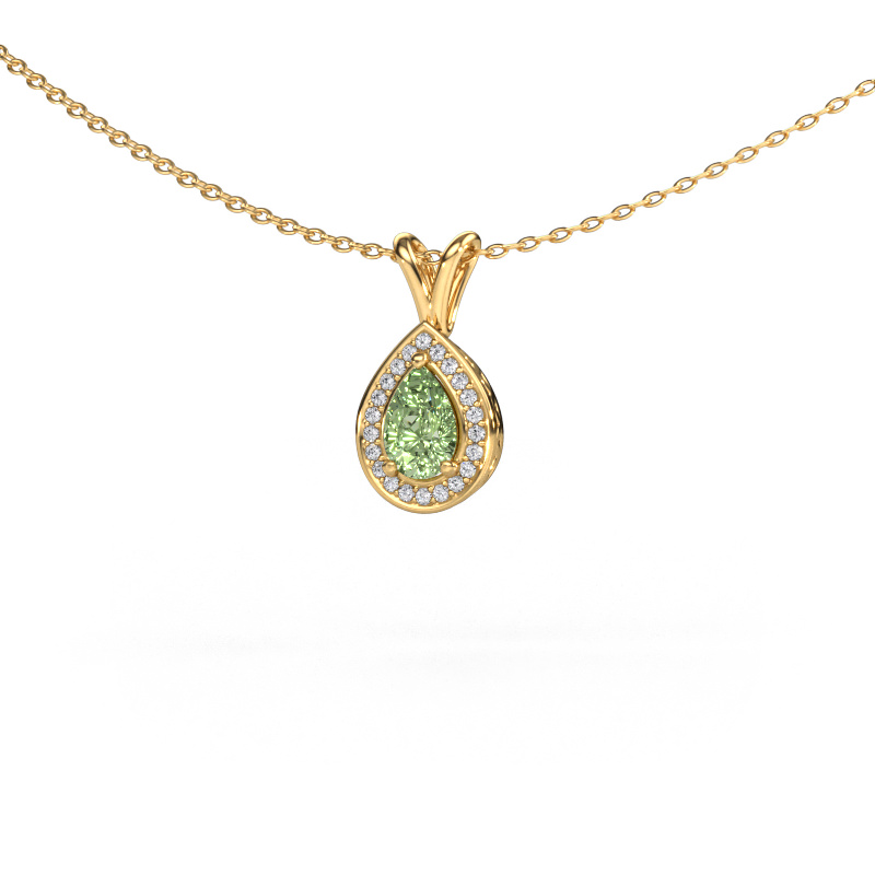 Graceful gold Barbar pendant with pear green lab grown diamond 6x4 mm ...