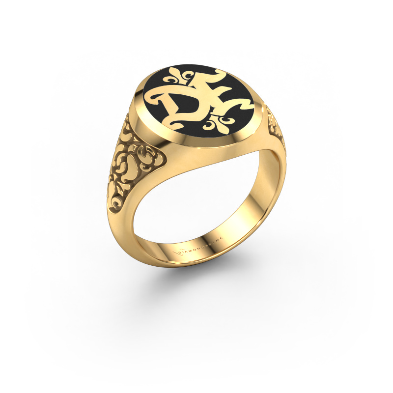Emaille massieve gouden Brian Emaille monogram ring | Ontwerp het zelf!