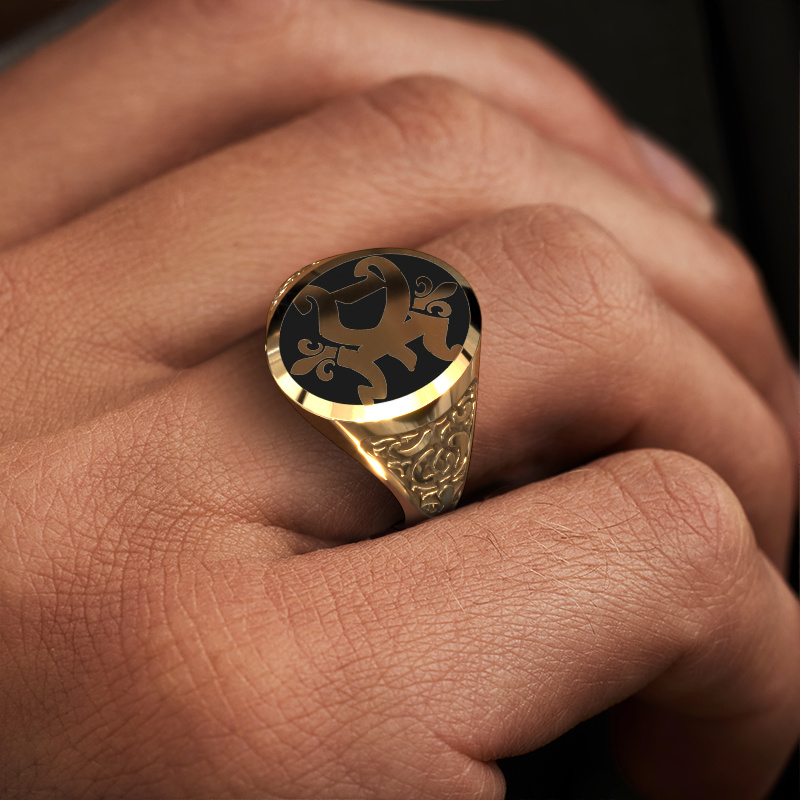 Emaille massieve gouden Brian Emaille monogram ring | Ontwerp het zelf!