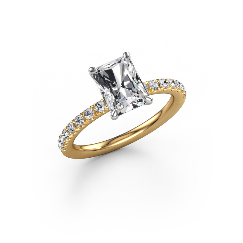 Gold pavé luxury pavé solitaire engagement ring Crystal RAD 2 1.75 crt ...