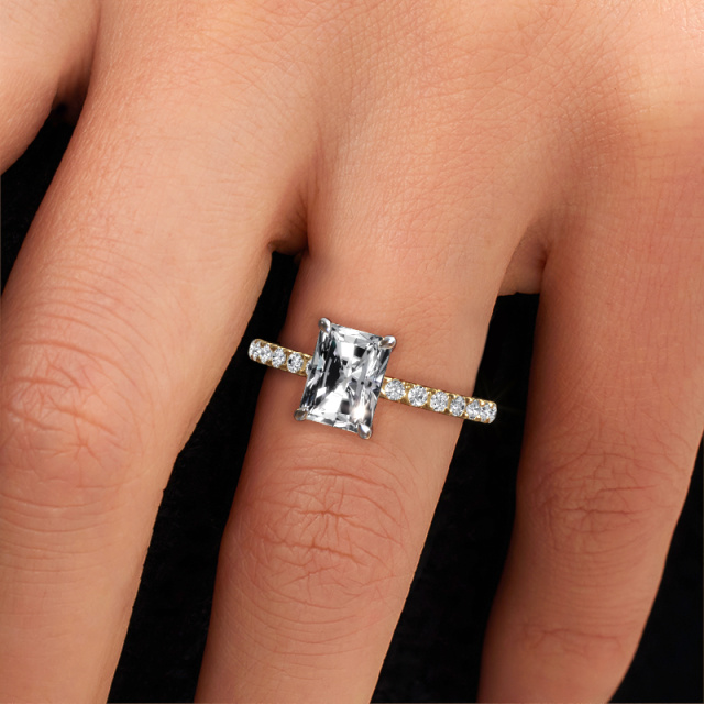 Gold pavé luxury pavé solitaire engagement ring Crystal RAD 2 1.75 crt ...