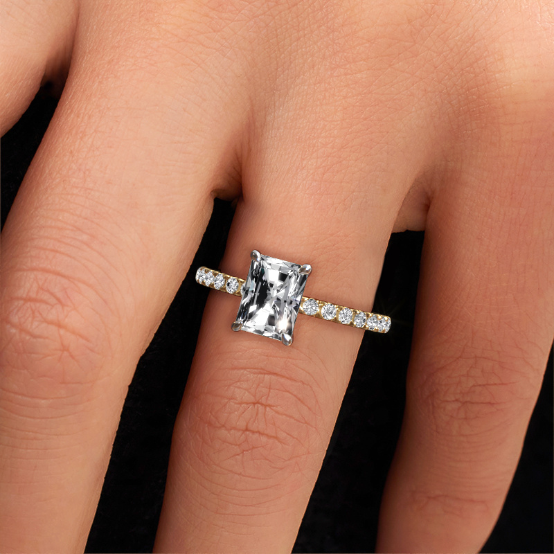 Gold pavé luxury pavé solitaire engagement ring Crystal RAD 2 1.75 crt ...