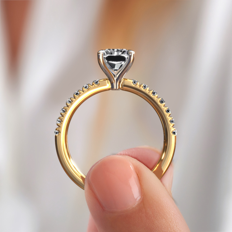 Gold pavé luxury pavé solitaire engagement ring Crystal RAD 2 1.75 crt ...