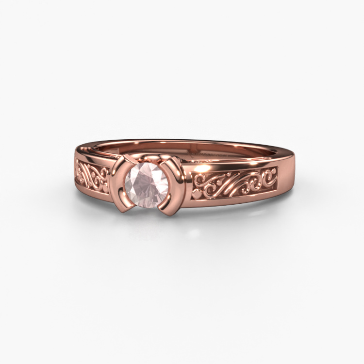 Buy your elegant rose gold vintage morganite champagne set Elena ring at DiamondsByMe
