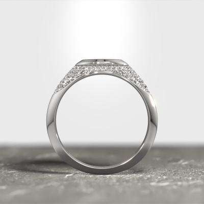 Oval white gold 10x8 mm blue enamel pinky ring Giovani DiamondsByMe