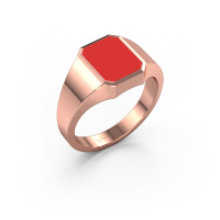 Rose gold signet ring with octagon red enamel 10x8 mm Glenn 1 | Design ...