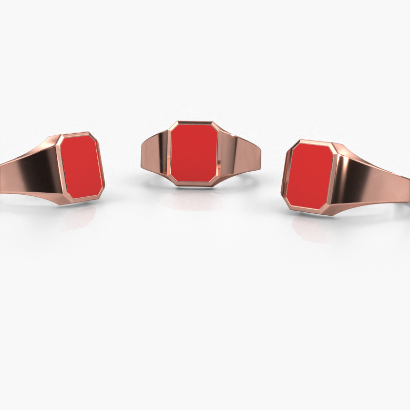 Rose gold signet ring with octagon red enamel 10x8 mm Glenn 1 | Design ...