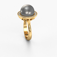 Chic tasteful gold ring Grisel | Set with 12 mm grey pearl