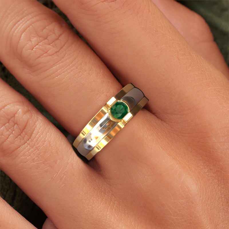 Moderne elegante witgouden ring Jade | Gezet met smaragd edelstenen