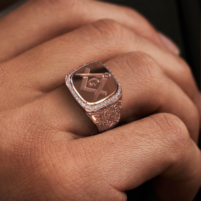 Rose gold masonic ring store