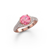 Roze saffier rosé gouden verlovingsring 7 mm Lovella|DiamondsByMe