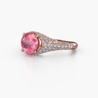 Roze saffier rosé gouden verlovingsring 7 mm Lovella|DiamondsByMe