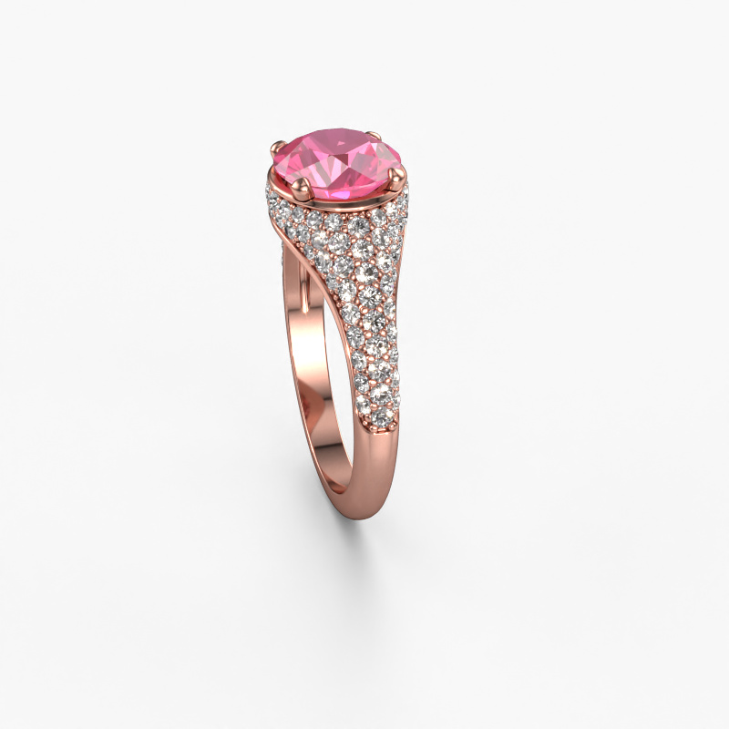 Roze saffier rosé gouden verlovingsring 7 mm Lovella|DiamondsByMe