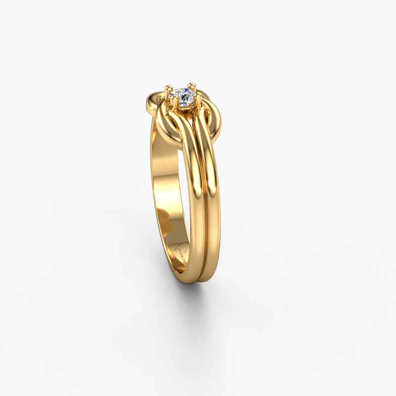 Knoop Keltisch ring goud met 0.10 crt diamant Marina| DiamondsByMe