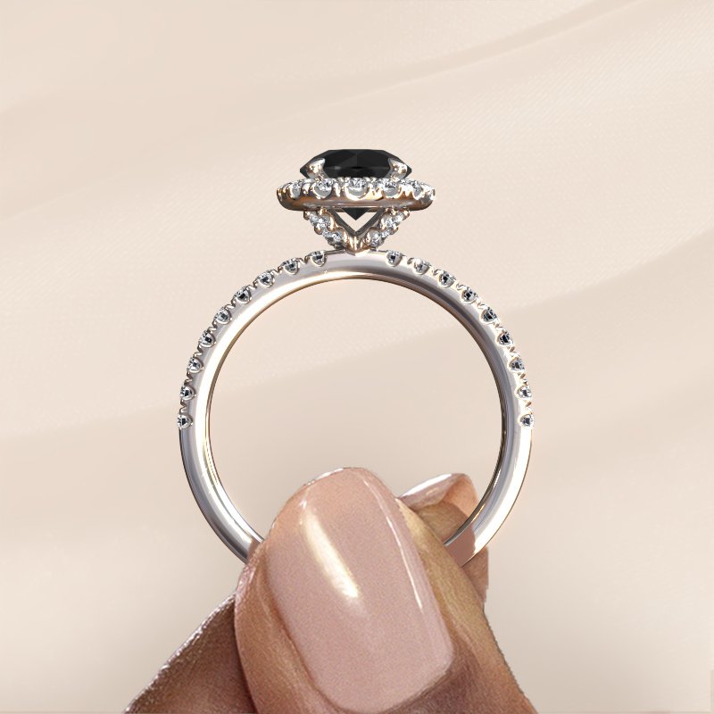 Platinum halo 1.30 crt black diamond with lab grown diamond engagement ...