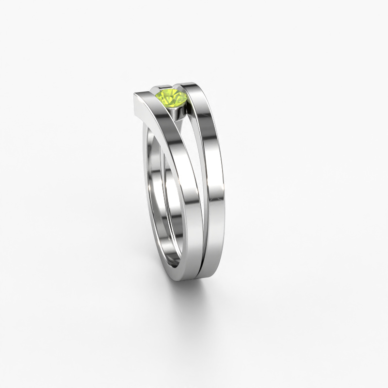 Slagring Nikia ring platina met 3.4 mm peridoot | DiamondsByMe