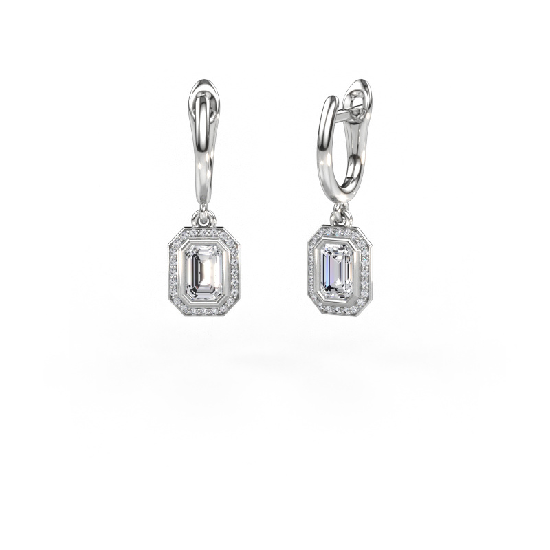 Special white gold 6x4 mm custom diamonds set drop earrings Noud EME ...