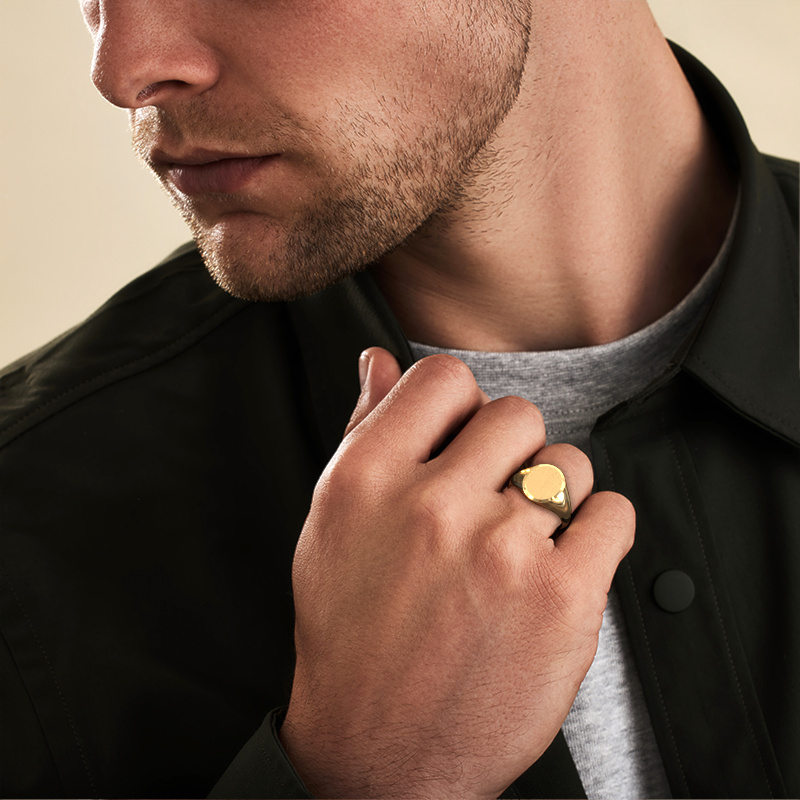 Traditional oval gold Sven 2 signet ring | Handmade