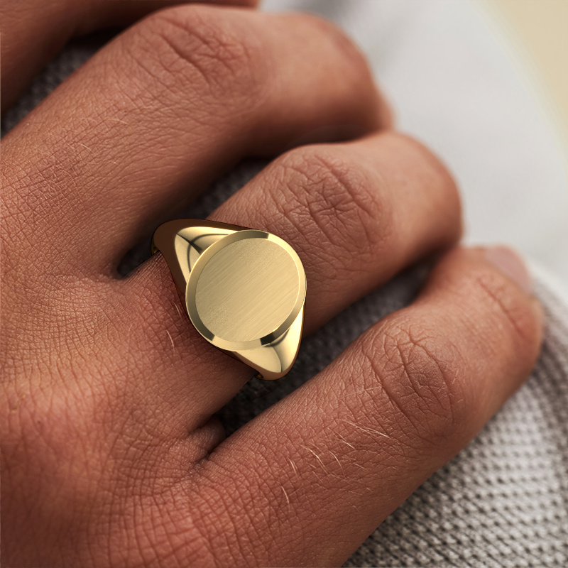 Traditional oval gold Sven 2 signet ring | Handmade