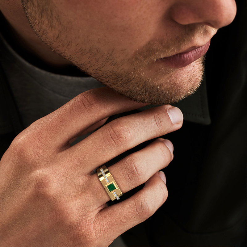 Rechthoekige gouden heren ring Robertus 2 | Design je unieke ring!