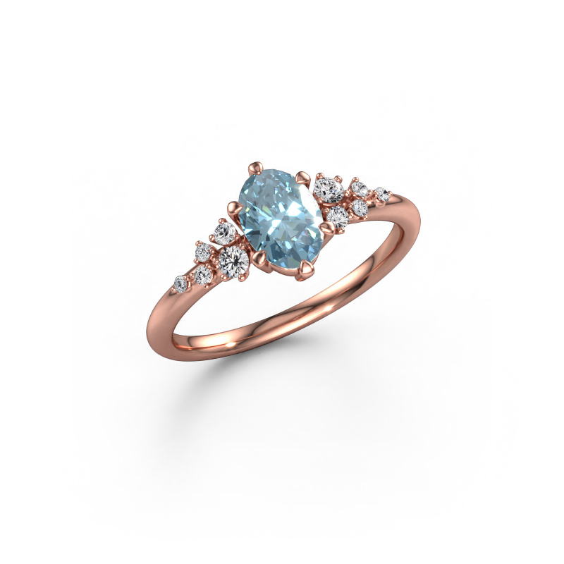 Rosé gouden Royce OVL ring met 7x5 mm blauwe lab grown diamant ...