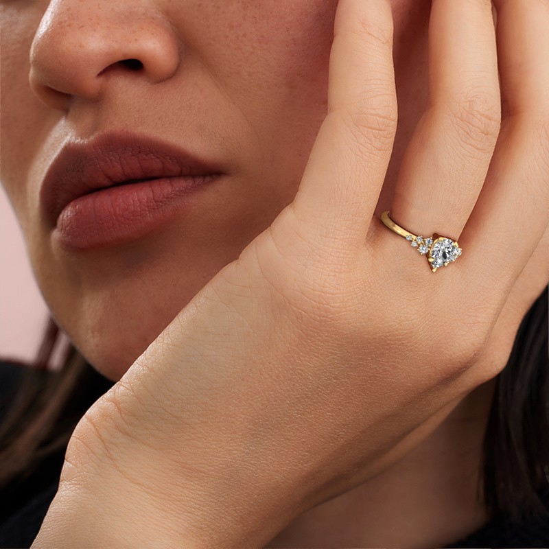 Exclusief gouden bijzondere verlovingsring met lab-grown diamant Royce ...