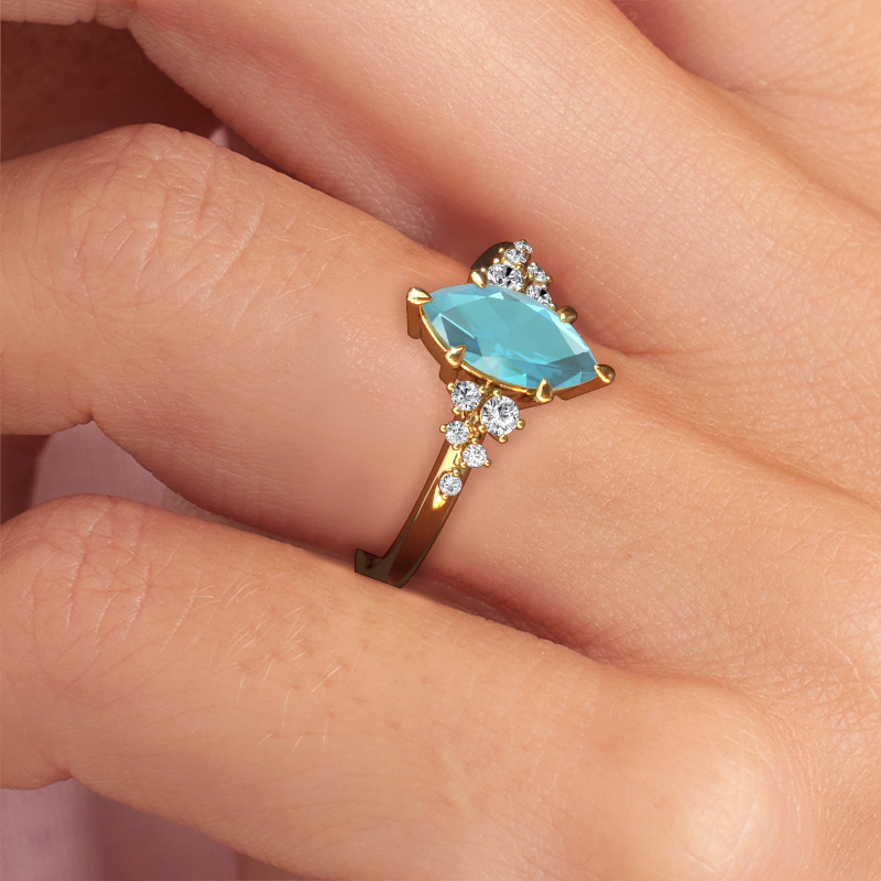 Daring Royce MRQ ring with 10x5 mm blue topaz | DiamondsByMe