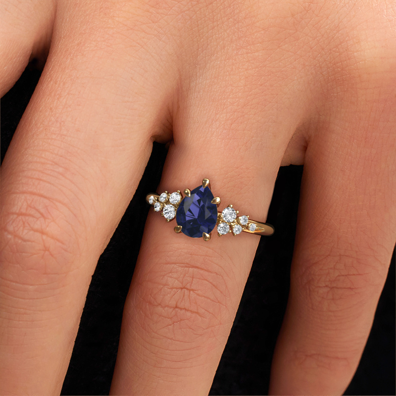 Exclusive gold special engagement ring with sapphire Royce PER| -30%