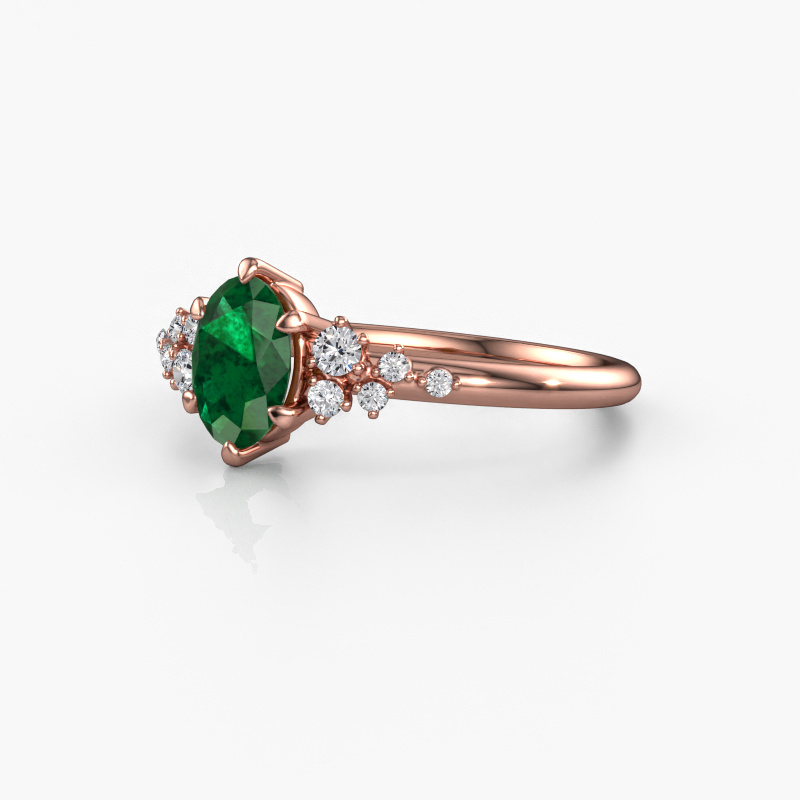 Rosé gouden Royce OVL ring met 7x5 mm smaragd ontwerpen? | DiamondsByMe