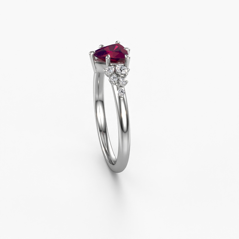 Sierlijke Royce TRI ring platina met 6 mm rhodoliet | DiamondsByMe