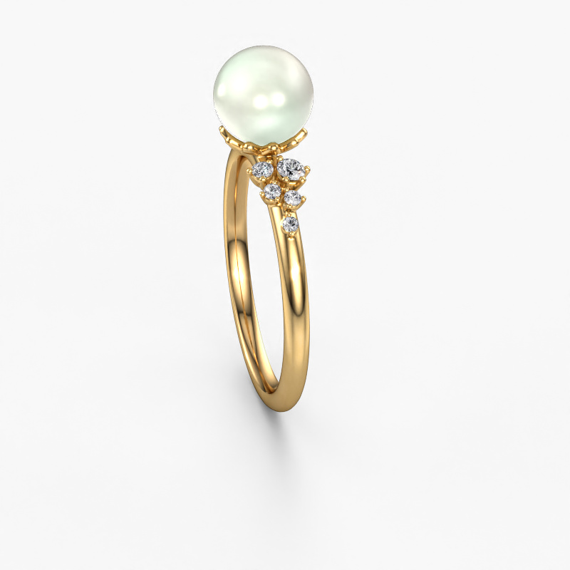 Sierlijke fantasie ring goud met 7 mm witte parel Royce PRL| DiamondsByMe