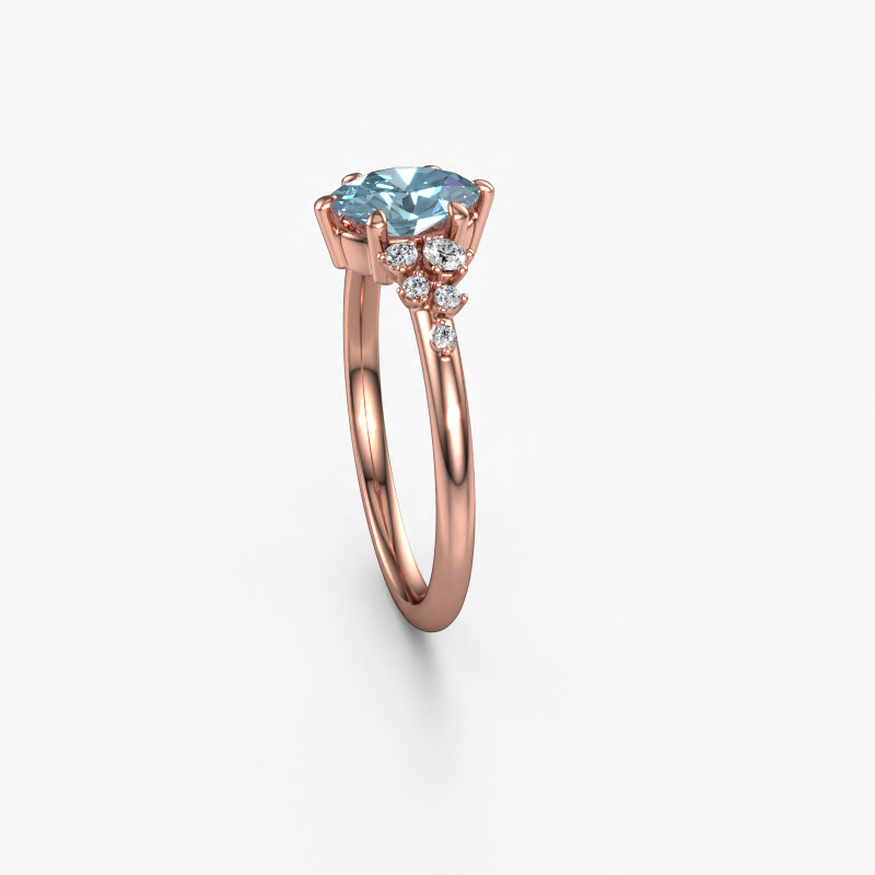 Rosé gouden Royce OVL ring met 7x5 mm blauwe lab grown diamant ...