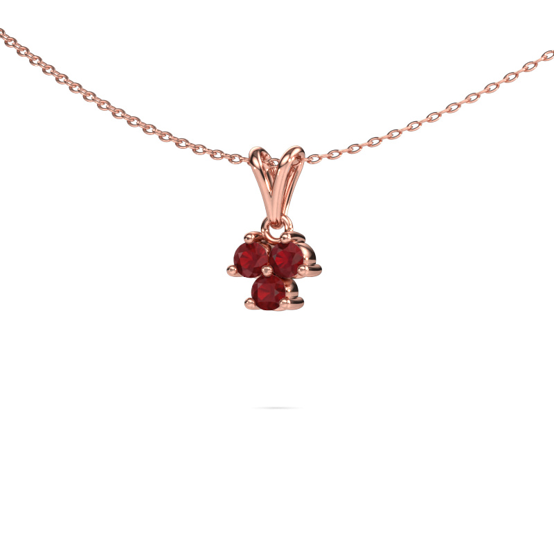 Classic halo rose gold pendant Shirlee with ruby 3 mm| Customizable