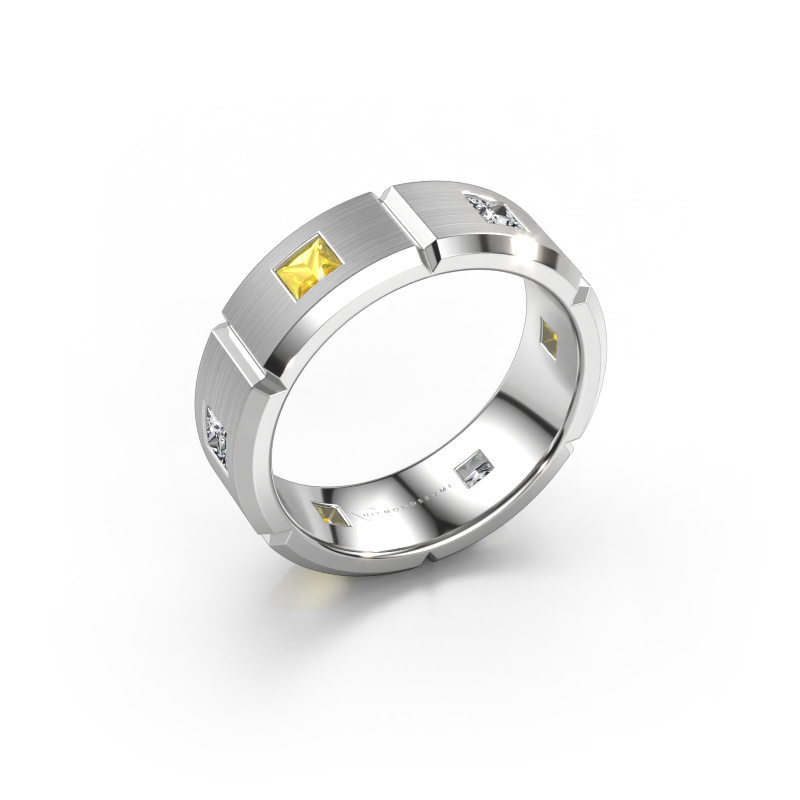 Rectangular royal white gold Steve men's ring | Guaranteed best price