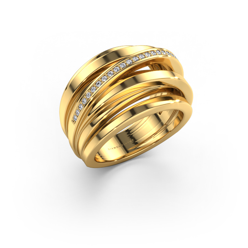 Brede, meerdere banden gouden ring Swinda met diamant| Diamondsbyme