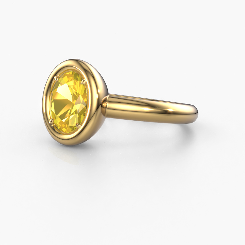 Modern gold 8x6 mm yellow sapphire engagement ring | Noa OVL | -30%