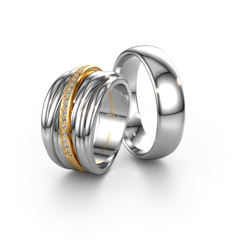 Gold luxury full court profile WHS003LM36AP wedding rings with diamond