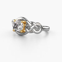 De witgouden Zoe ring is een knoop ring met diamant